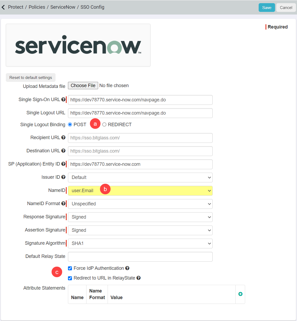 ServiceNow: Deploying Forcepoint Data Security Cloud | SSE as a SAML IdP